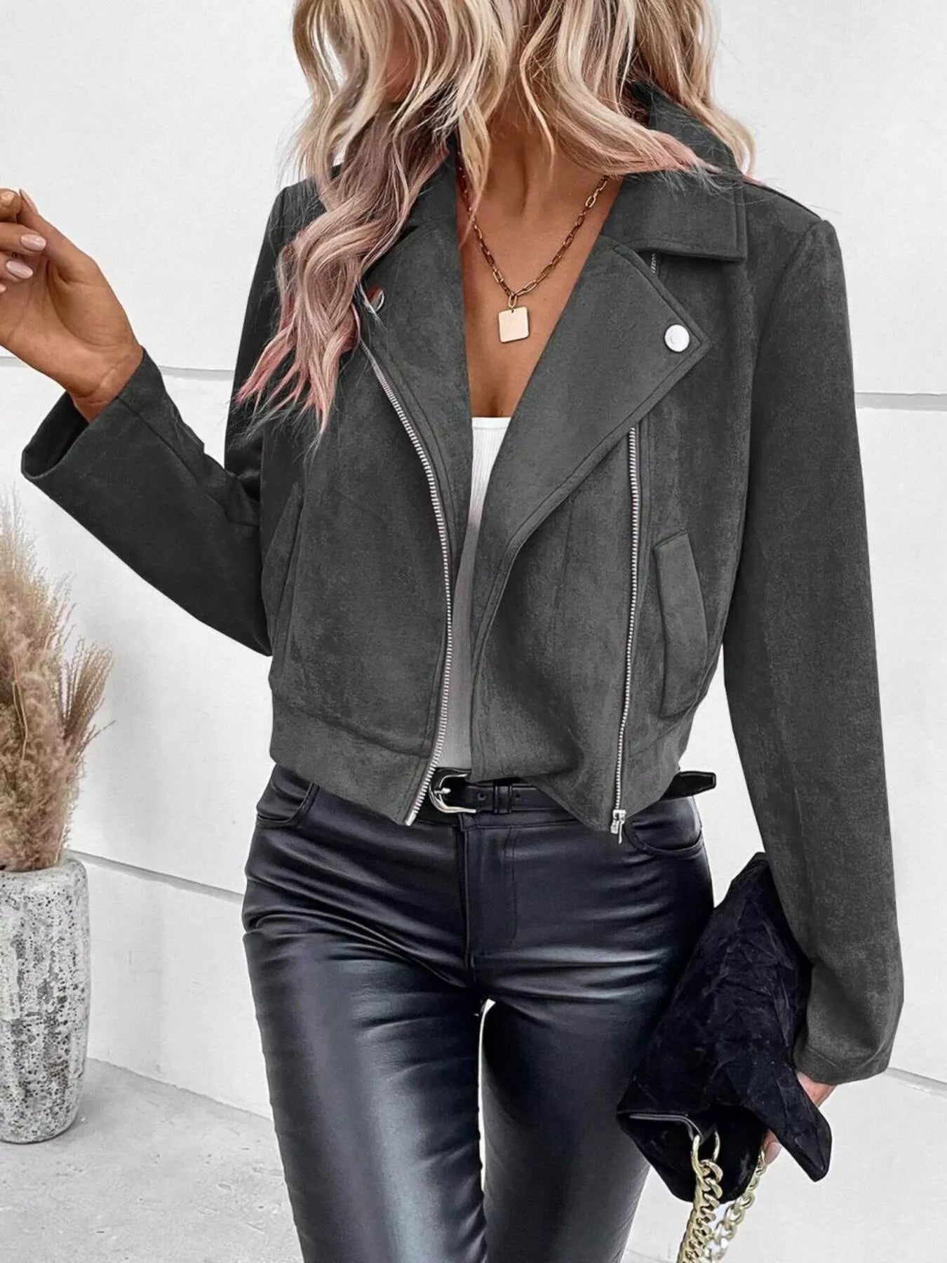 Cropped Zip-Up Jacket with Pockets – Salt & Stone